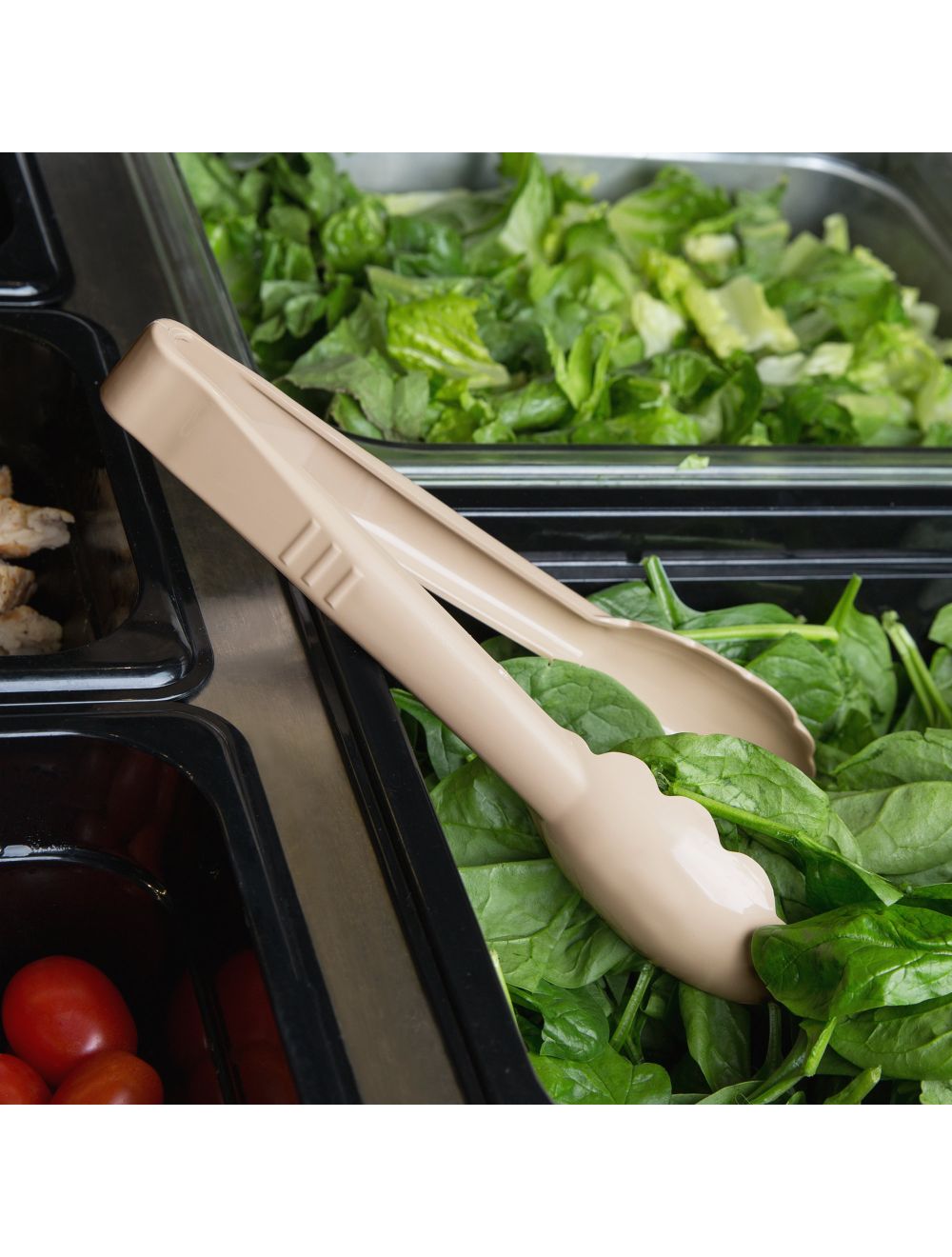 Utility Tong- 9" Beige High heat plastic, NSF